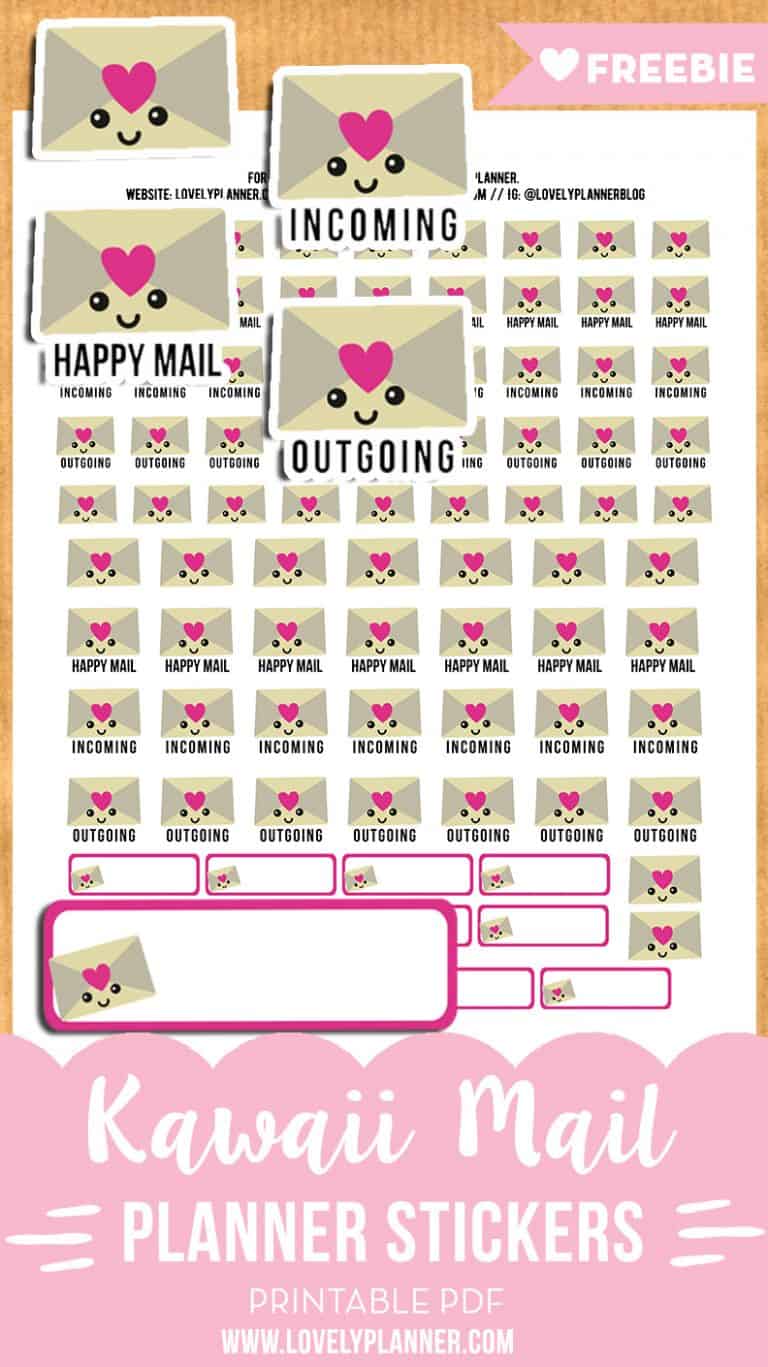 Kawaii Happy Mail Envelope Stickers - FREE Printable - Lovely Planner