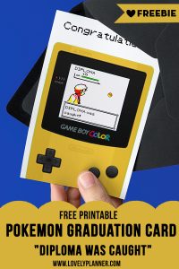 Free Printable Nintendo Pokemon Graduation Card: Diploma was caught ...