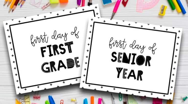 "First Day Of School" Free Printable Signs for every grade - Lovely Planner