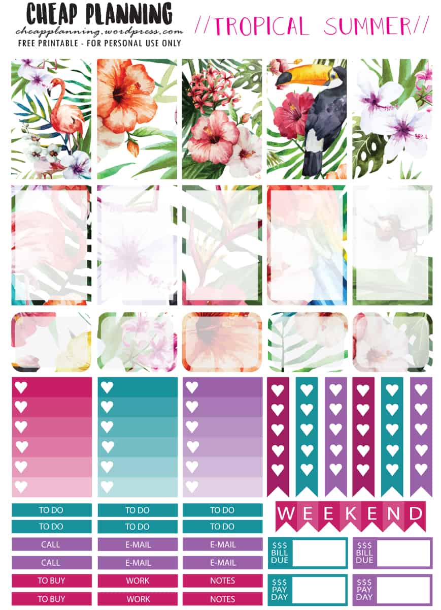 24 Free Printable Summer Planner Stickers - Lovely Planner