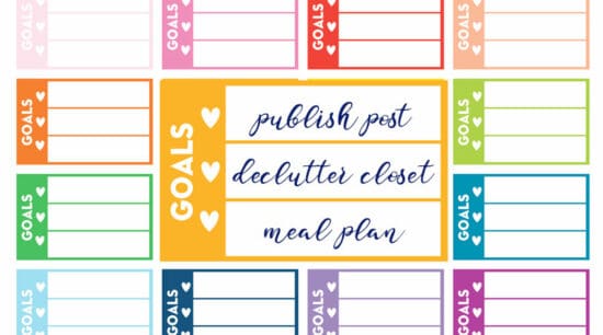Free Printable "Goals" Checklist Planner Stickers - Lovely Planner