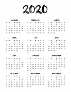 Free 2020 Calendar Printable One Page - Lovely Planner