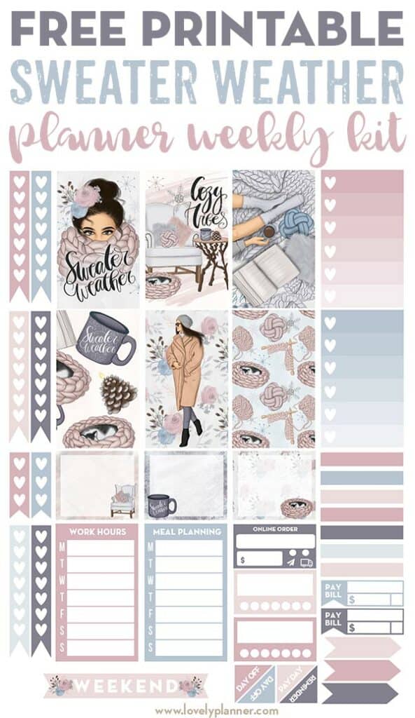 Free Printable Sweater Weather Planner Stickers - Weekly Kit - Lovely ...