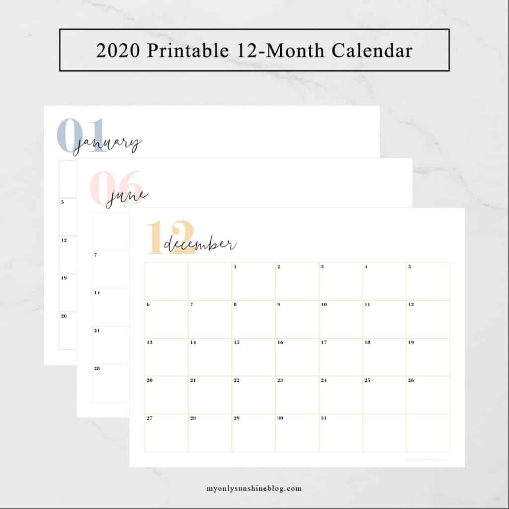 20 Free Printable 2020 Calendars - Lovely Planner