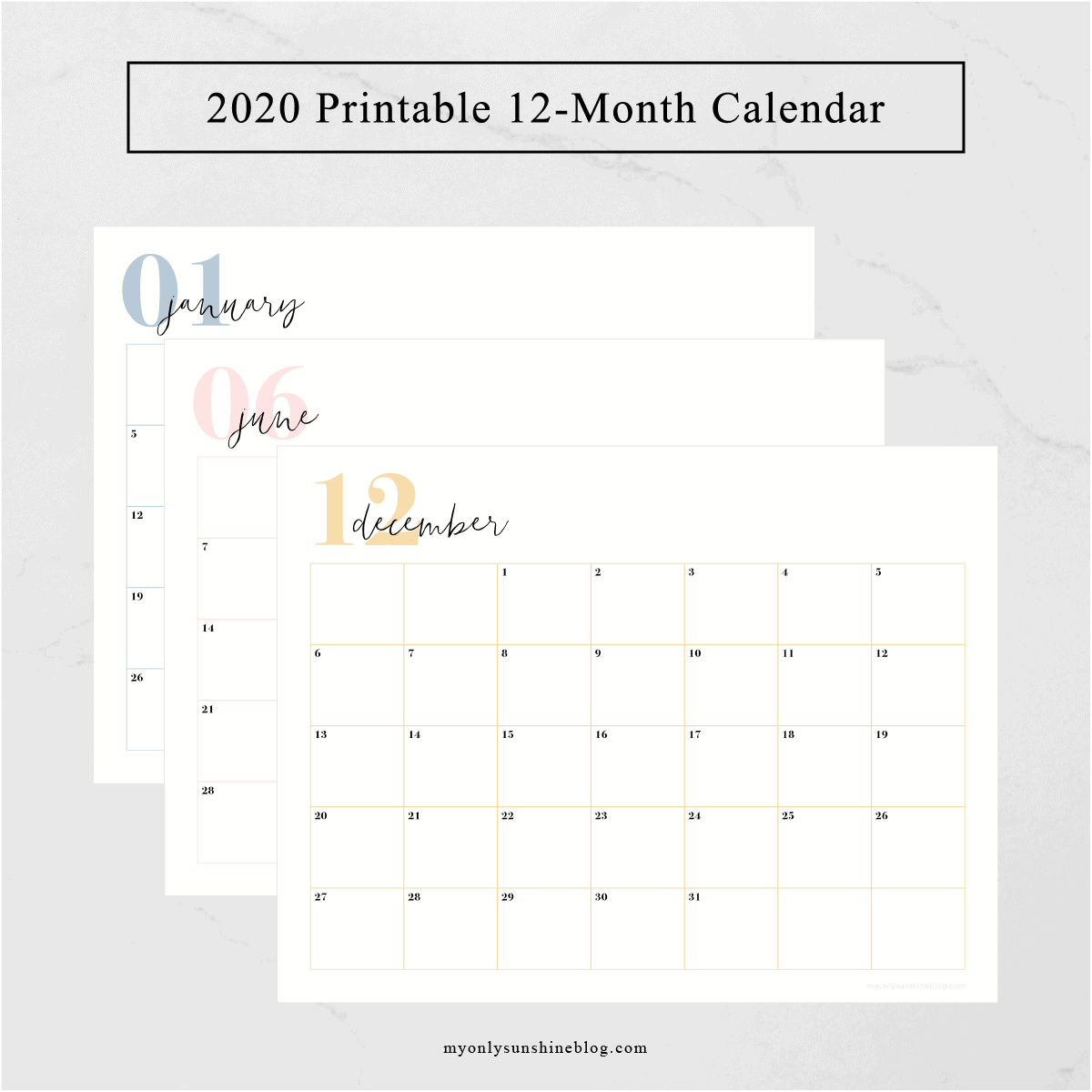 20 Free Printable 2020 Calendars - Lovely Planner