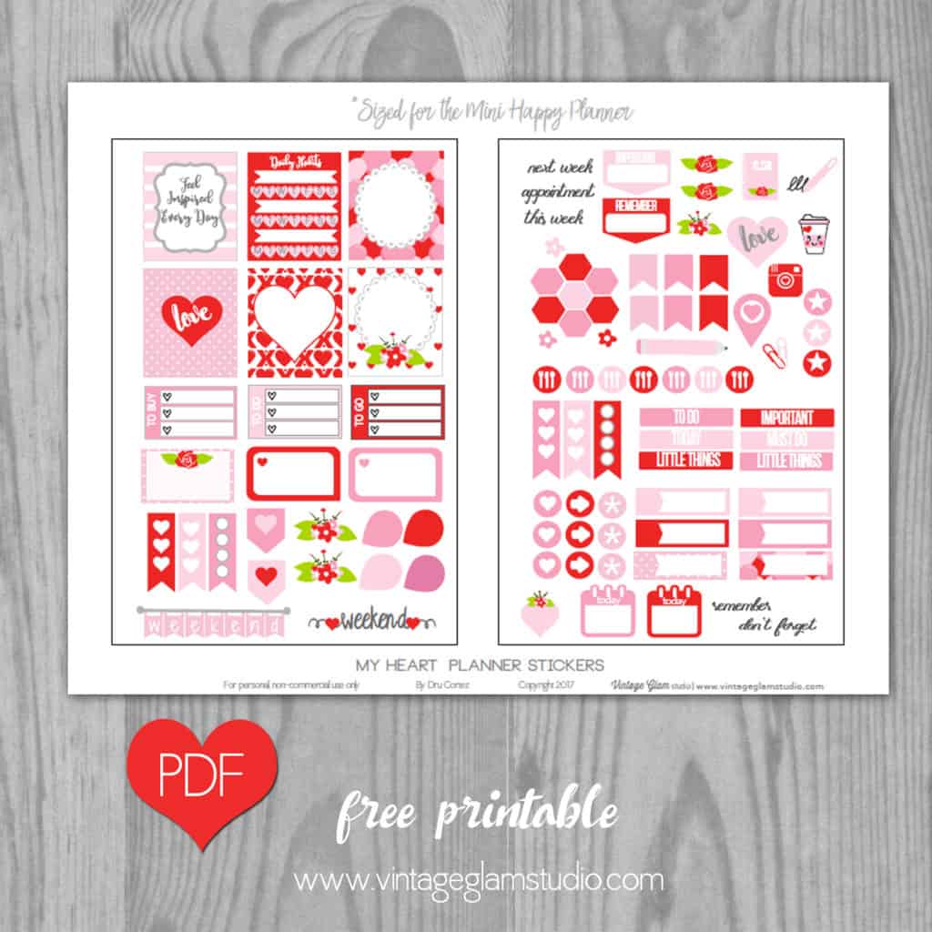 19 Free Printable Valentine's Day Planner Stickers - Lovely Planner