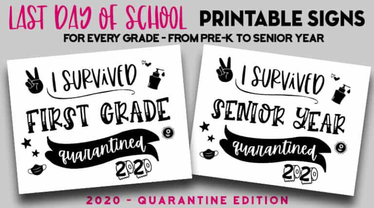 Free Printable Last Day Of School Quarantine Signs - Lovely Planner
