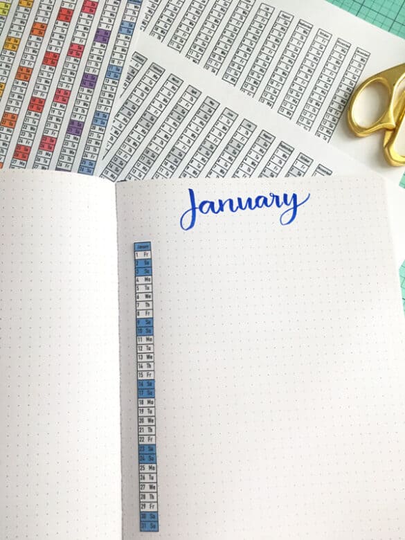 Free 2021 Monthly Vertical Date Strips for Bullet Journals - Lovely Planner