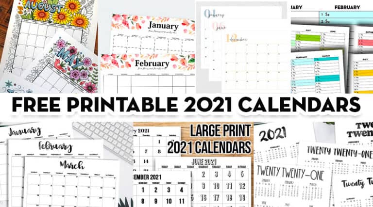 20 Free Printable 2021 Calendars - Lovely Planner