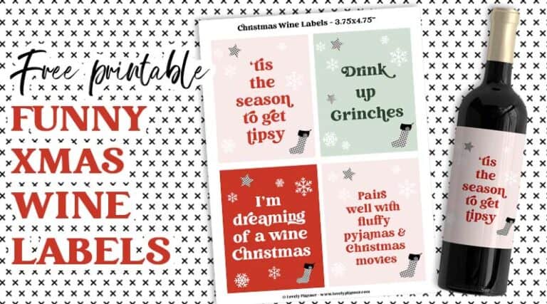 4 Free Printable Christmas Wine Labels - Lovely Planner