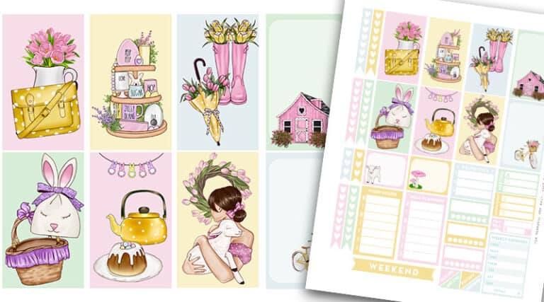 Free Printable Easter Planner Stickers Weekly Kit - Lovely Planner