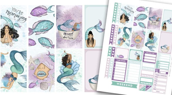 Free Printable Mermaids Planner Stickers Weekly Kit - Lovely Planner