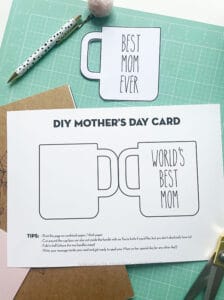 10 Cute Free Printable Mother's Day Cards - Mug Shaped - Lovely Planner