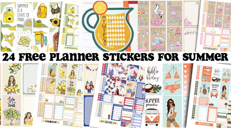 24 Free Printable Summer Planner Stickers - Lovely Planner