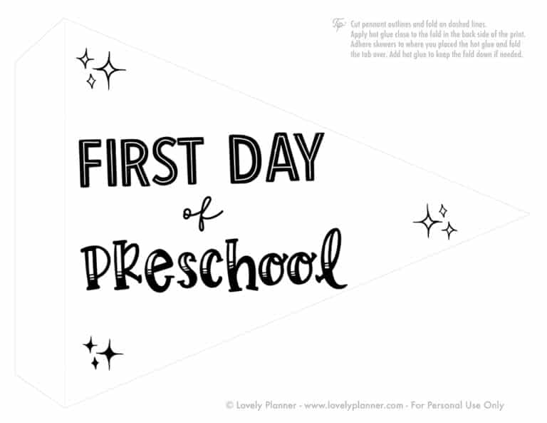 Free Printable First Day Of School Flag Pennants - Lovely Planner