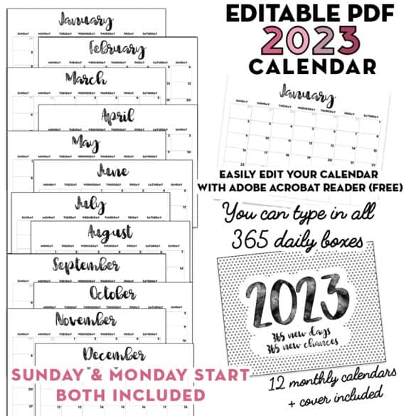 Free Printable 2023 Monthly Calendar - Lovely Planner