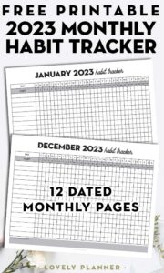 Free Printable 2023 Monthly Habit Tracker Calendar - Lovely Planner