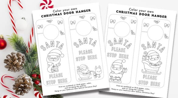 Free Printable Coloring Christmas Door Hanger Template - Lovely Planner