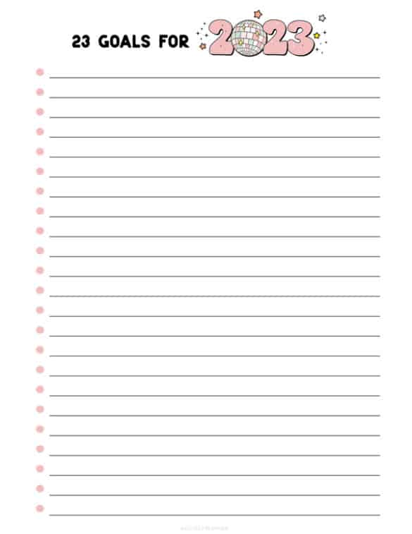Free Printable 23 Goals for 2023 Planner Insert in 3 sizes - Lovely Planner