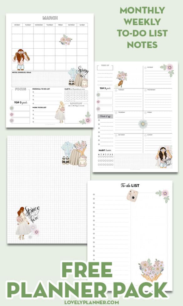 Free Printable Planner Pack for Spring - Lovely Planner
