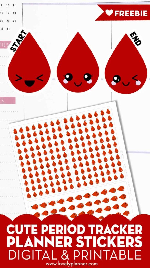 Free Printable Cute Period Tracker Planner Stickers - Lovely Planner