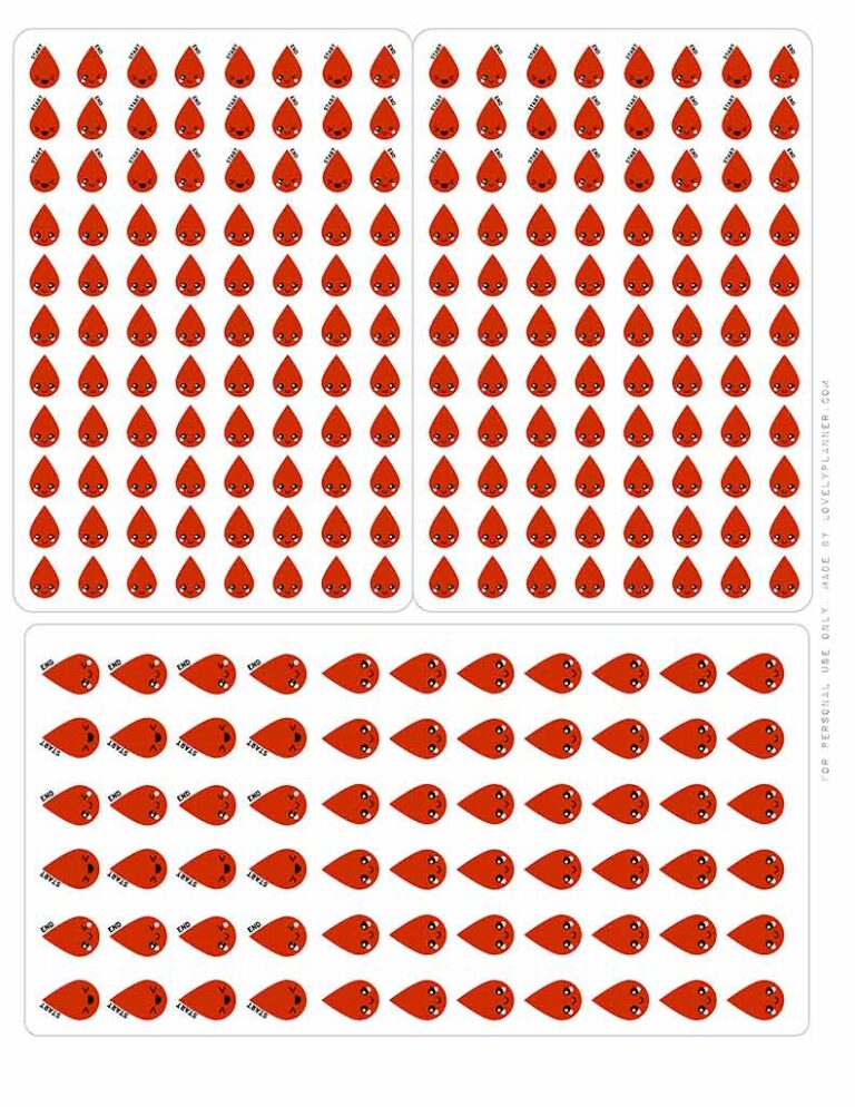 Free Printable Cute Period Tracker Planner Stickers - Lovely Planner