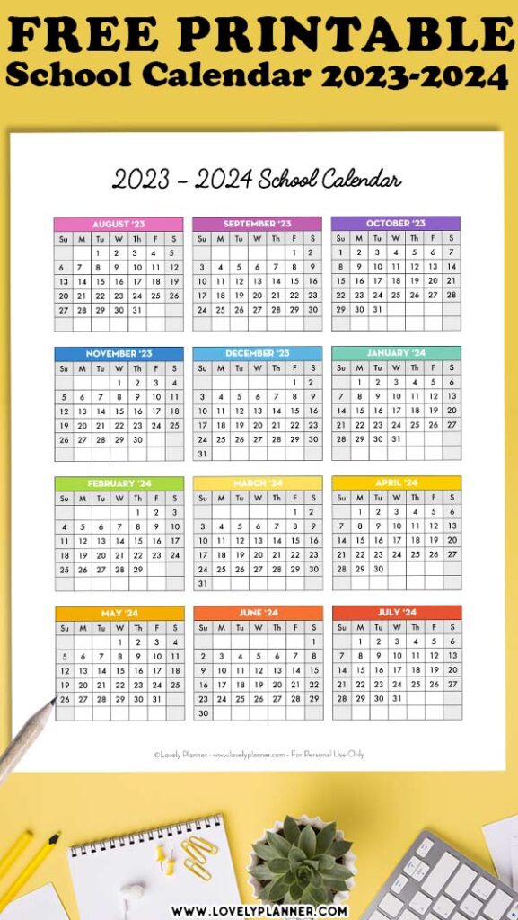 Free Printable 2023 2024 School Calendar One Page Academic Calendar Free Printable 2023 2024 School Calendar One Page Academic Calendar