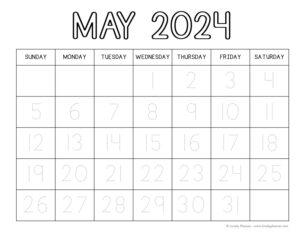 Free Printable Traceable Monthly School Calendars 2023-2024 - Lovely ...
