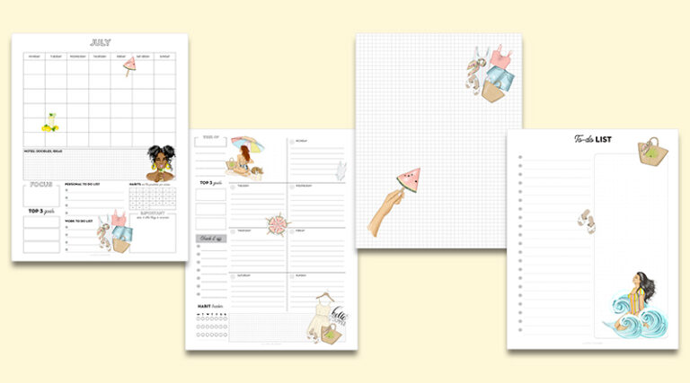 Free Printable Planner Pages for July - Lovely Planner