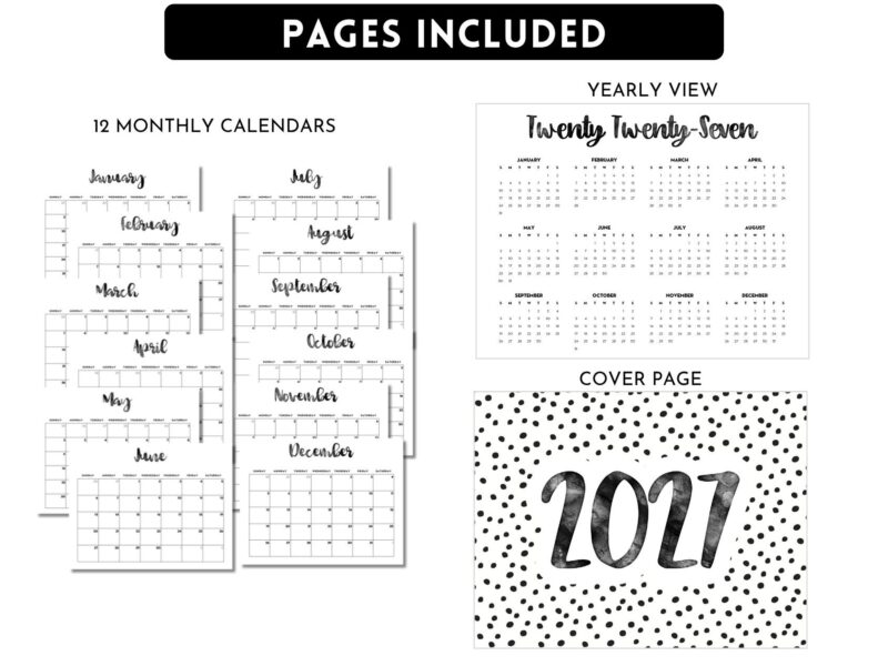 2027 Calendar Printable Free Template - Lovely Planner