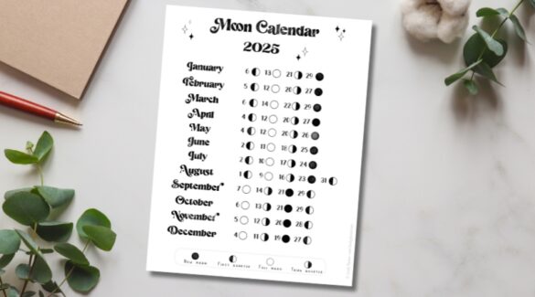 Free Printable Moon Calendar - Moon Phases for 2025 - Lovely Planner