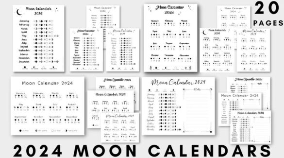 Free Printable Moon Calendar - Moon Phases for 2024 - Lovely Planner