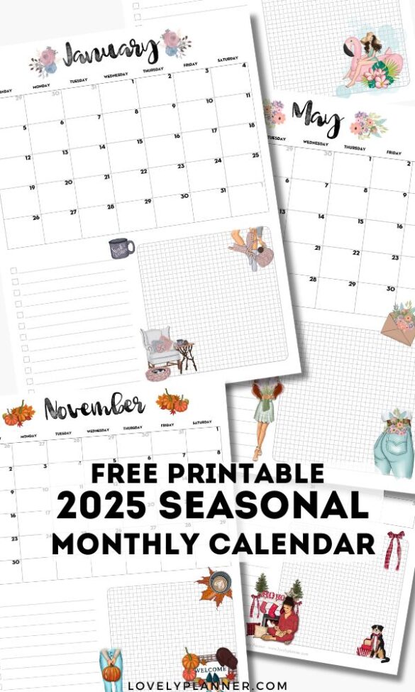 Free Printable 2025 Seasonal Calendar with To-Do List - Lovely Planner