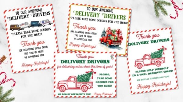 Free Printable Thank You Signs for Delivery Drivers - Lovely Planner