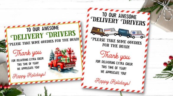 Free Printable Thank You Signs for Delivery Drivers - Lovely Planner