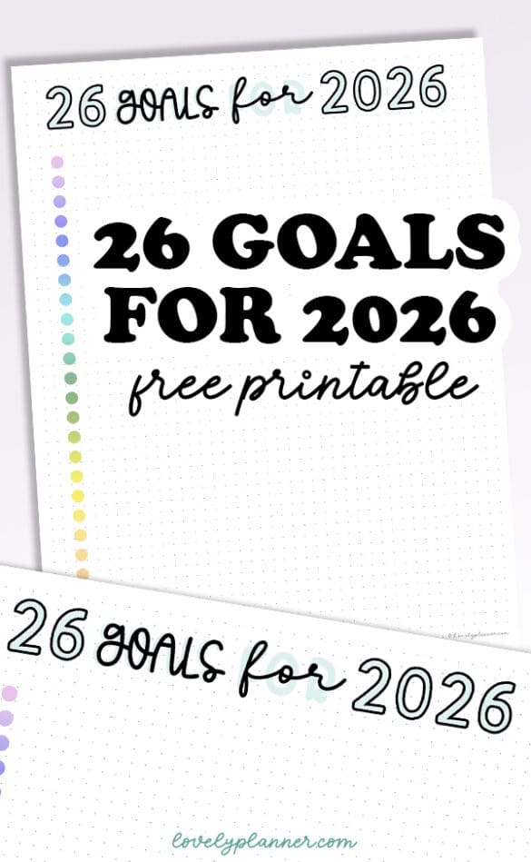 Free 26 Goals for 2026 Printable Tracker - Lovely Planner