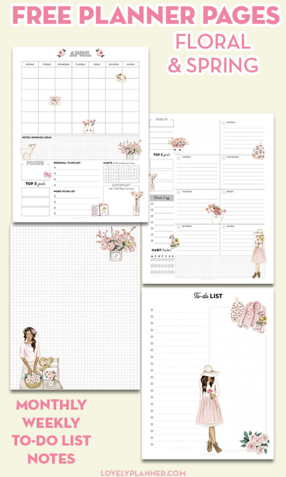 Free Printable Floral Planner Pages {April Pack} - Lovely Planner