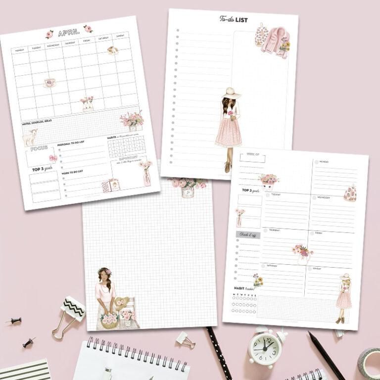 Free Printable Floral Planner Pages {April Pack} - Lovely Planner