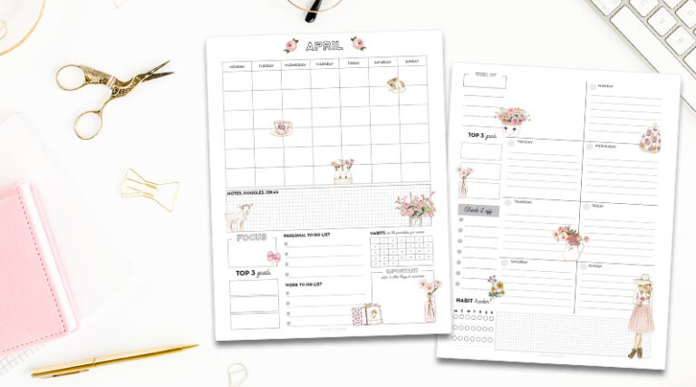 Free Printable Floral Planner Pages {April Pack} - Lovely Planner
