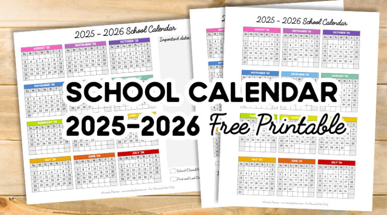 Free Printable Traceable Monthly School Calendars 2025-2026 - Lovely ...