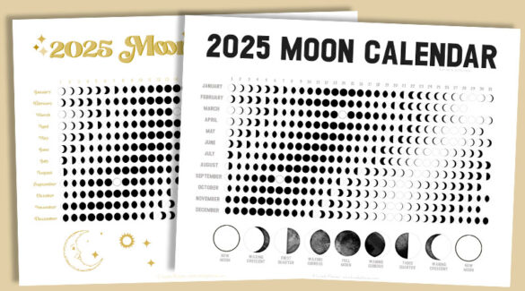 Free Printable Moon Calendar - Moon Phases for 2025 - Lovely Planner