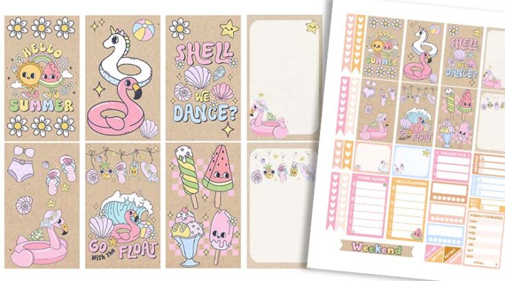 Free Printable Cute Summer Planner Stickers - Weekly Kit - Lovely Planner