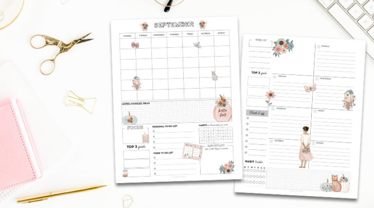 Free Printable Planner Pages for September - Lovely Planner