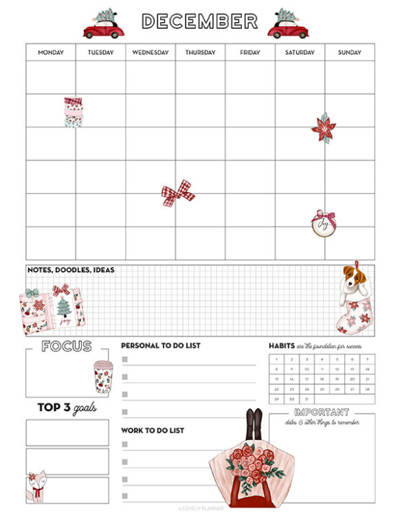 Free Printable Planner Pack for December - Lovely Planner