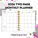 Free Printable 2026 Two-Page Monthly Calendar - Lovely Planner