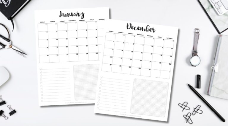 Free Printable 2026 Monthly Calendar with To-Do List - Lovely Planner