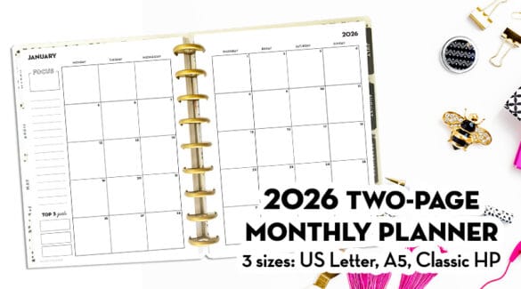 Free Printable 2026 Two-Page Monthly Calendar - Lovely Planner