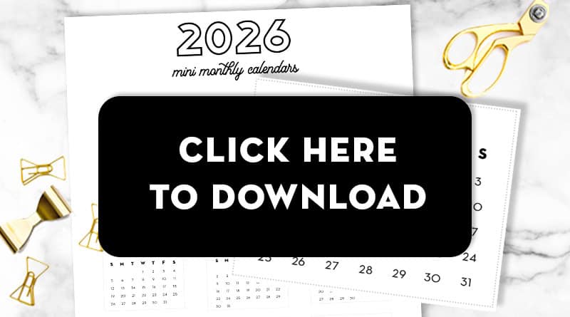 Free Printable 2026 Bullet Journal Mini Calendars - Lovely Planner