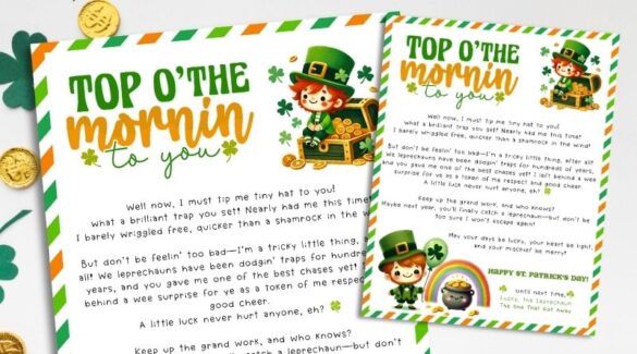 Free Printable Leprechaun Letter for St. Patrick's Day - Lovely Planner