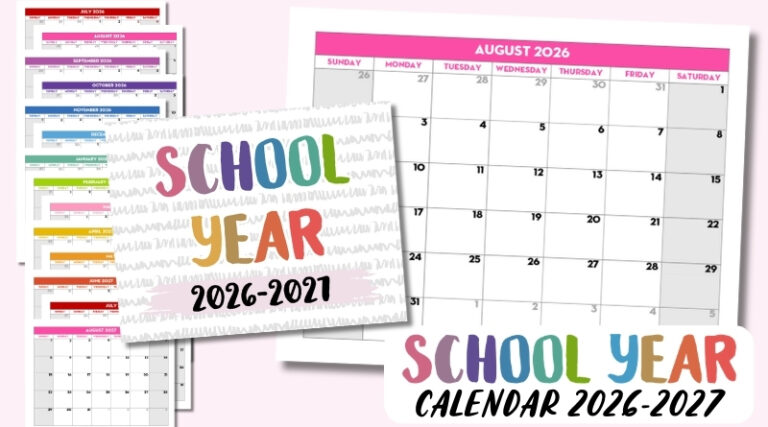 Free Printable 2026-2027 School Calendar - Lovely Planner